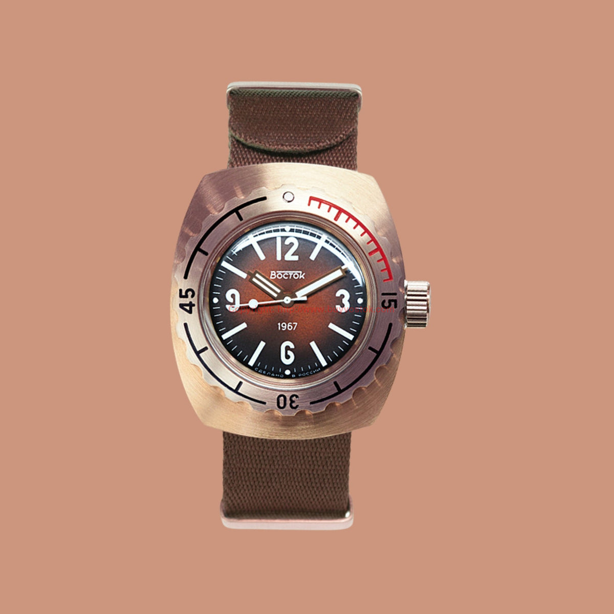 Vostok Amphibian Classic 90818B 1967 BRONZE with Auto-Self Winding