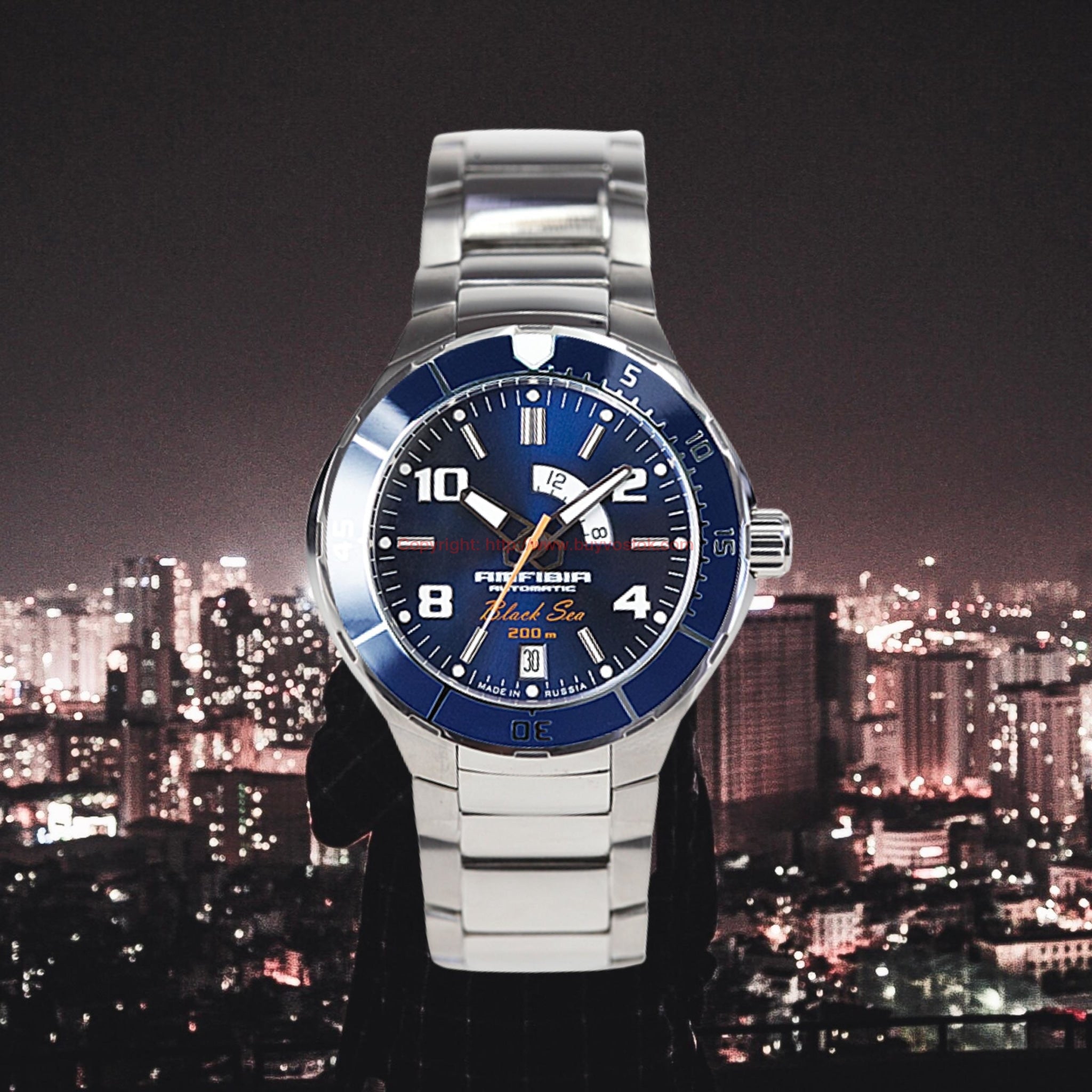 Vostok AMFIBIA Black Sea 440795 with Auto-Self Winding, Mineral Glass