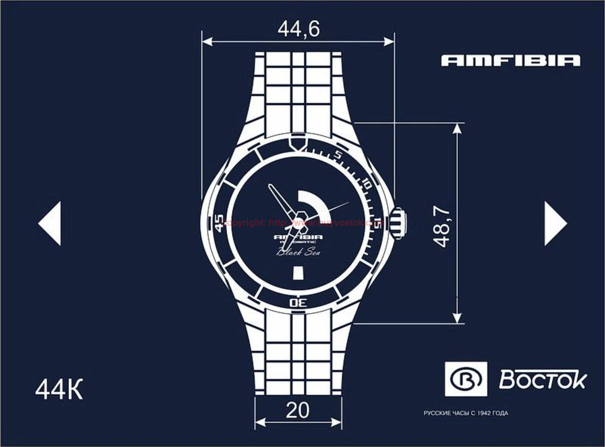 Vostok AMFIBIA Black Sea 440795 with Auto-Self Winding, Mineral Glass